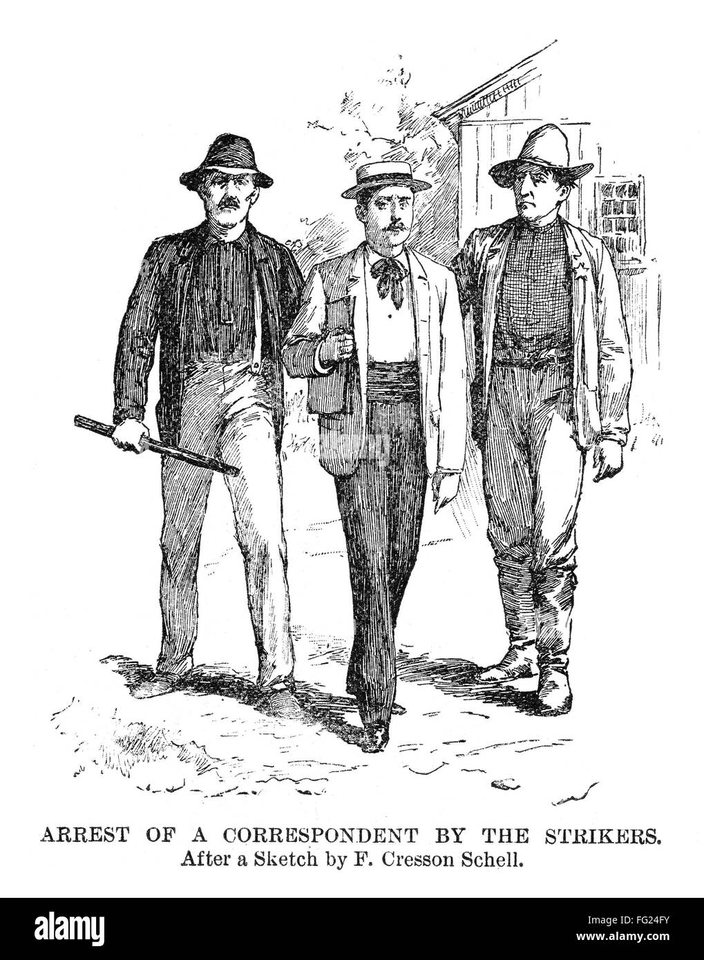 HOMESTEAD STRIKE, 1892. /n'Arrest of a correspondent by the strikers ...