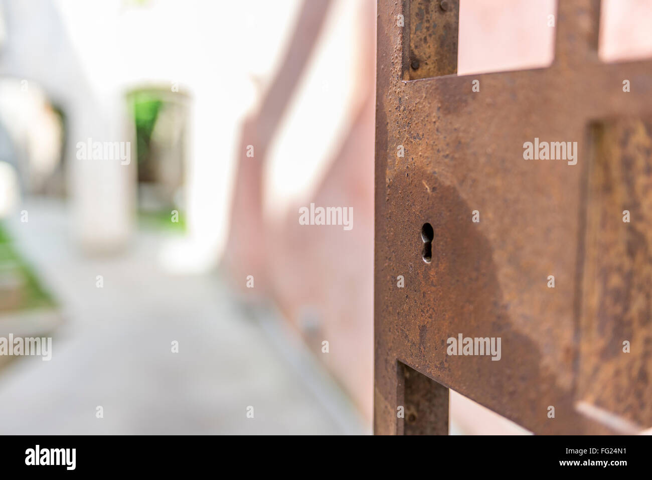 An open metal gate Stock Photo - Alamy