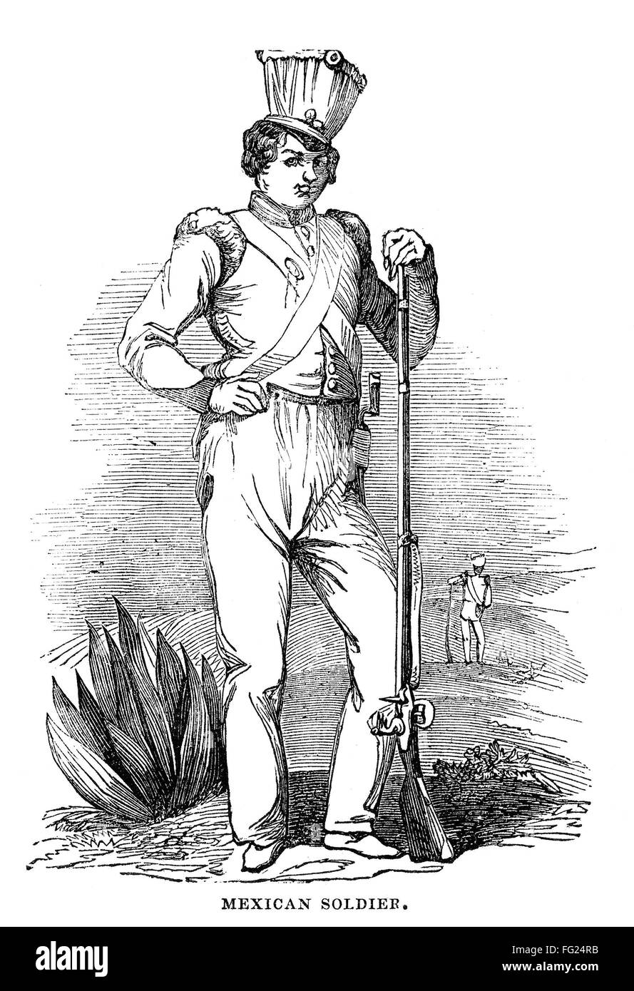 MEXICO: SOLDIER, 1845. /nWood engraving, English, 1845 Stock Photo - Alamy