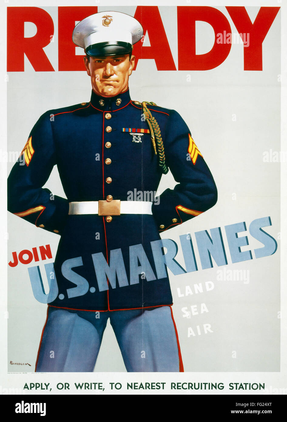 WORLD WAR II: U.S. MARINES, 1942./n'READY - JOIN U.S. MARINES ...