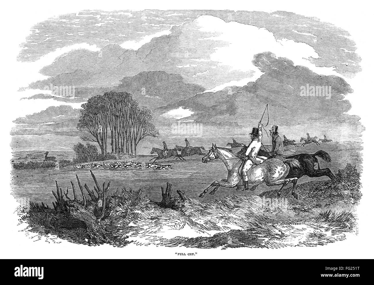STAG HUNTING, 1848. /n'Full Cry.' Stag hunters in the English ...