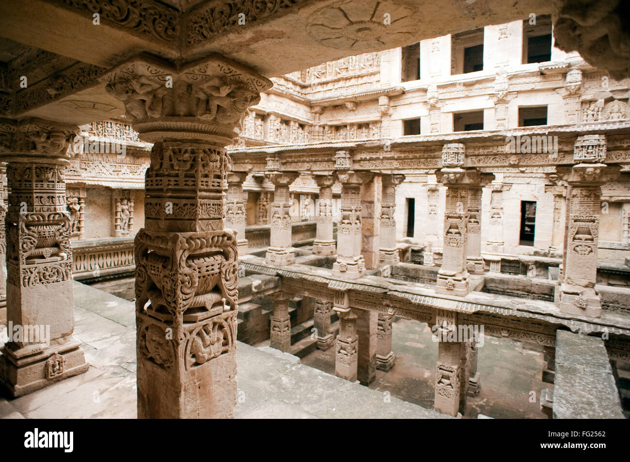 Evan ; pillars at queens step well ; Patan ; Gujarat ; India Stock ...