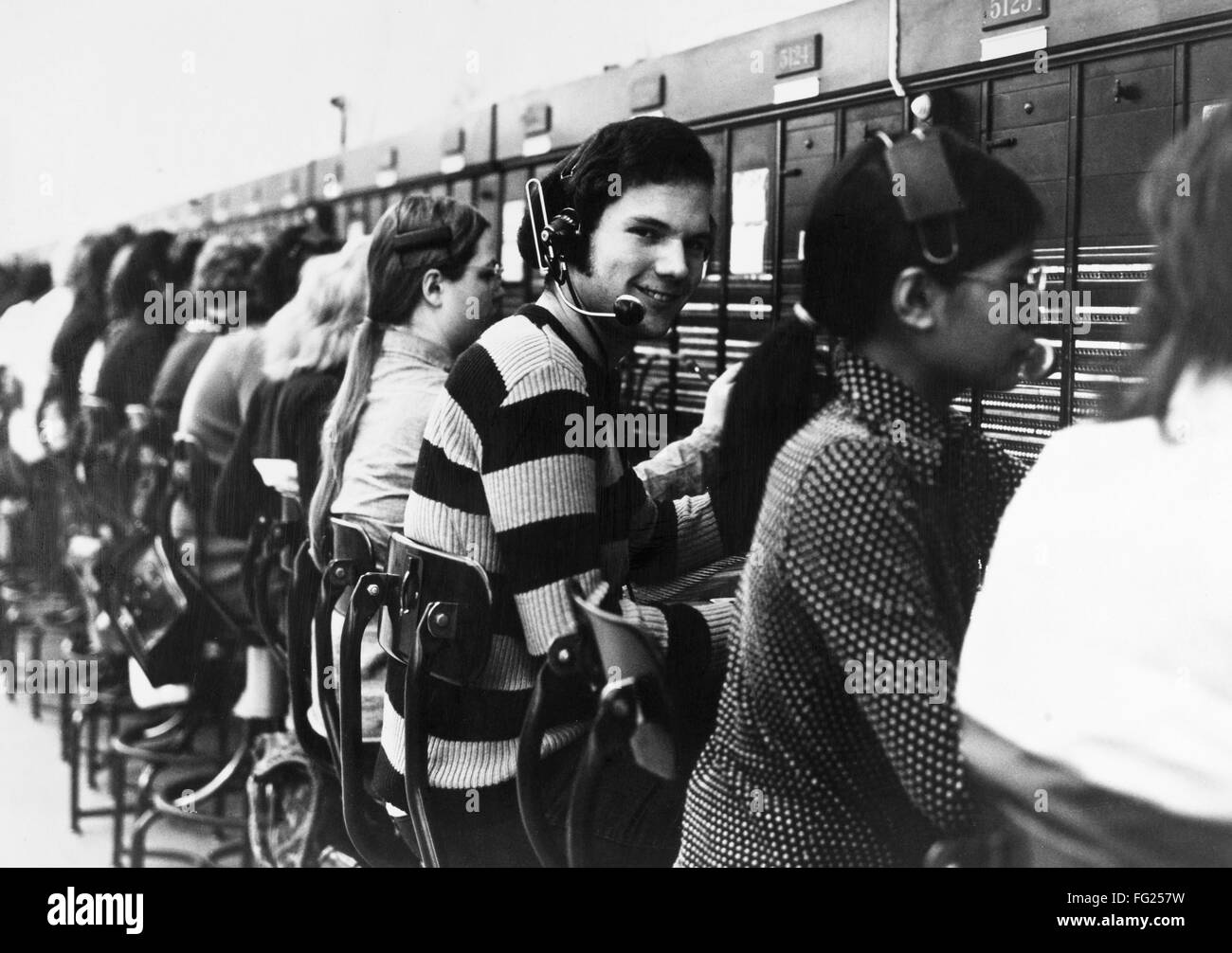 TELEPHONE OPERATORS, c1980. /nBell System telephone operators at work ...