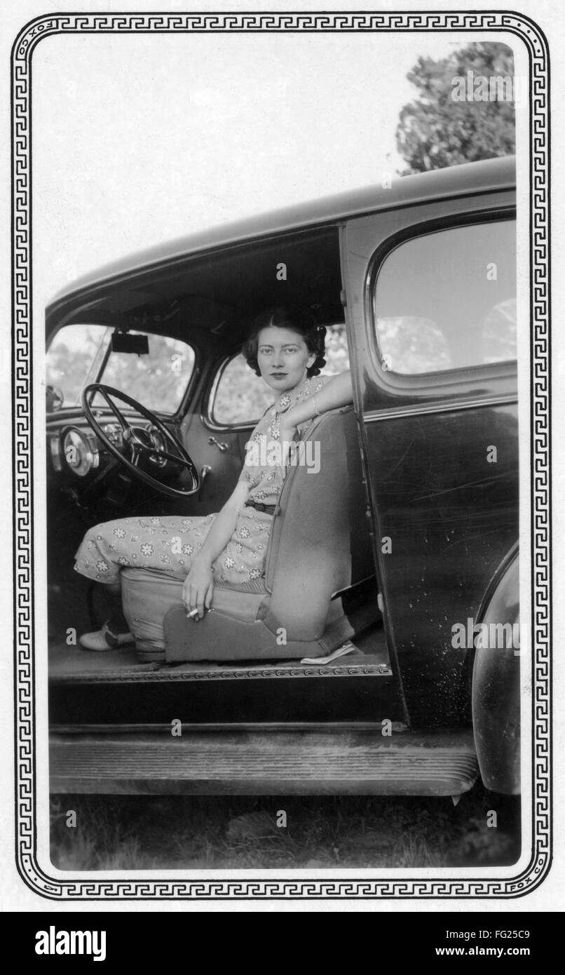 TEXAS: WOMAN, 1937. /nA woman sitting in a car in Texas. Photograph by ...