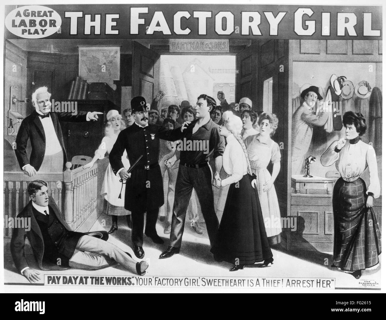 POSTER: THE FACTORY GIRL. /nLithograph poster for the American play ...