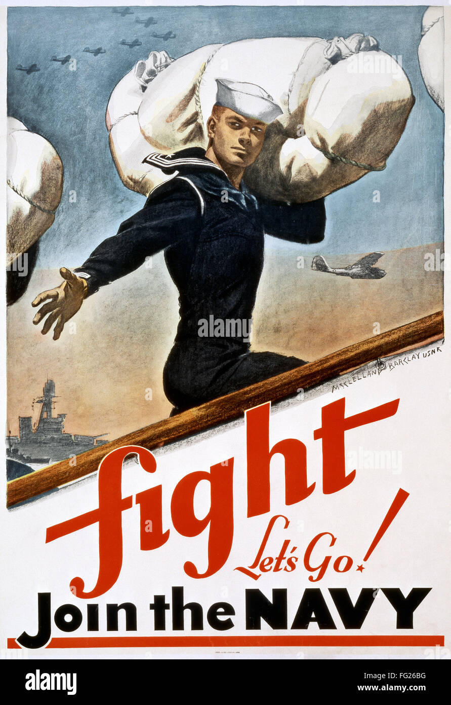 WWII: U.S. NAVY POSTER, 1941. /n'Fight, Let's Go! Join the Navy ...