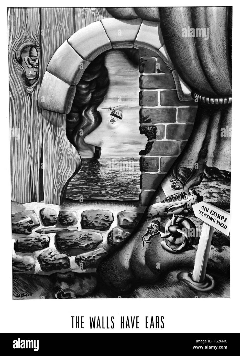 WWII: POSTER, c1942. /n'The Walls Have Ears.' Poster by Jac Leonard ...