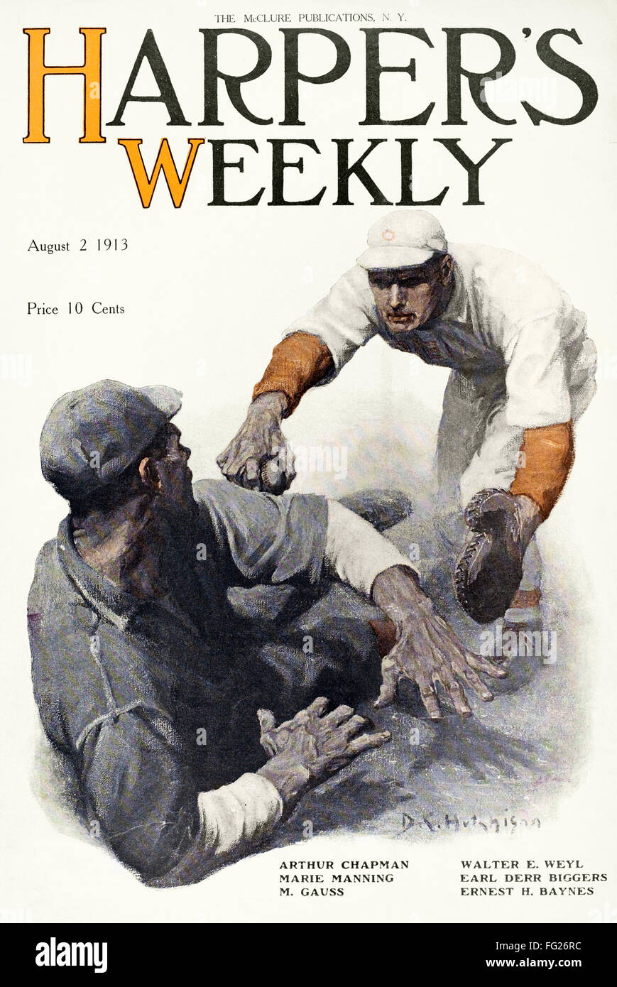 BASEBALL, 1913. /nCover of the American magazine, 'Harper's Weekly,' 2 ...
