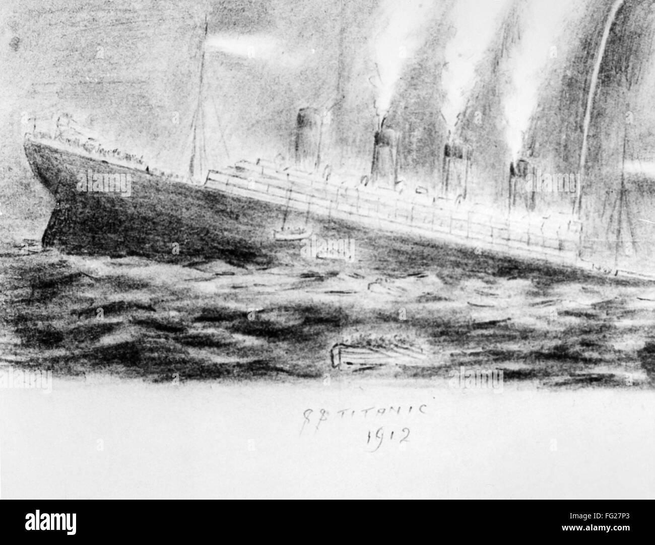 TITANIC SINKING, 1912. /nThe sinking of the Titanic during the night of ...