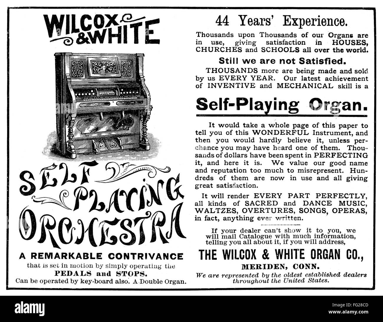 AD: ORGAN, 1890. /nAmerican magazine advertisement for Wilcox and White ...
