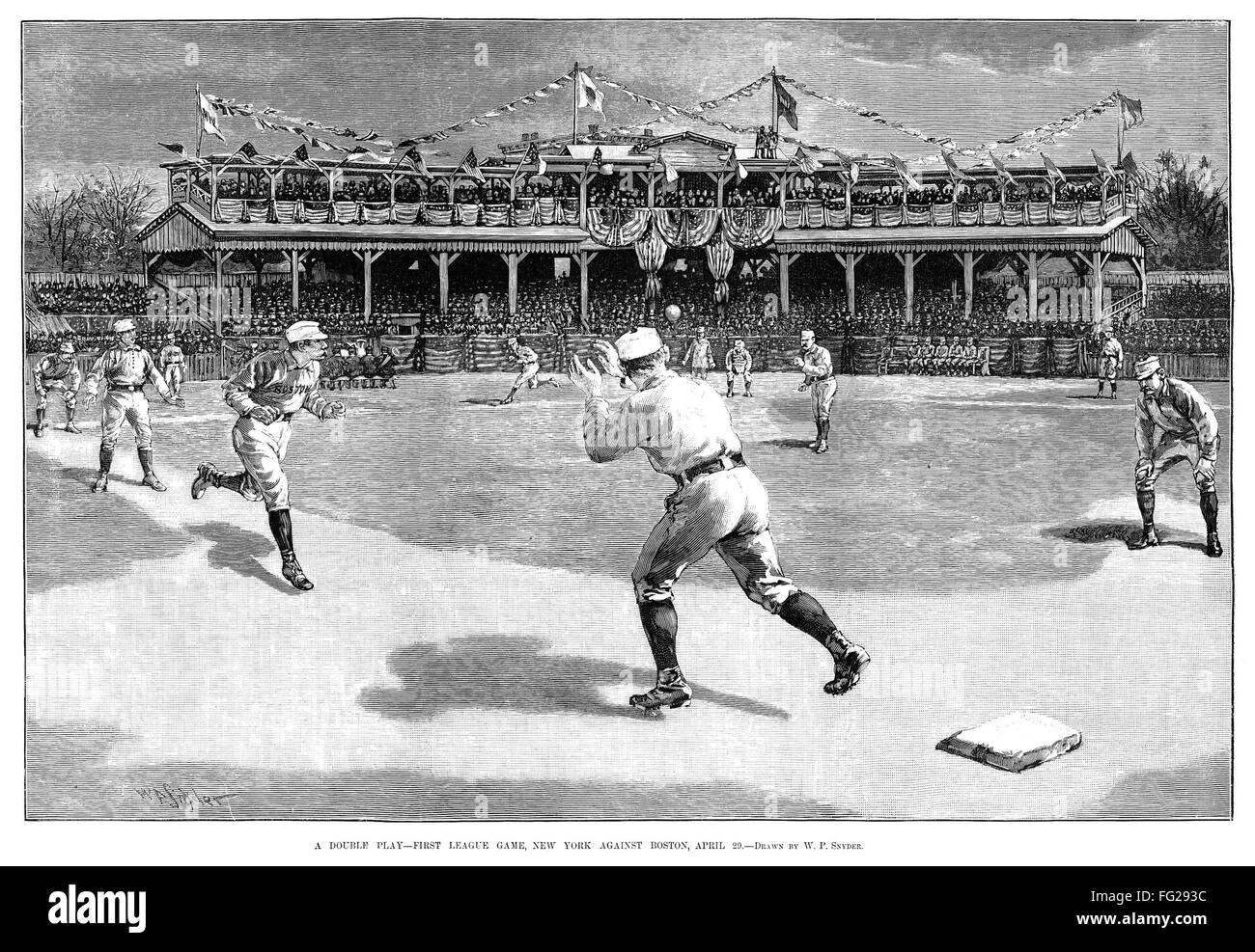 BASEBALL GAME, 1886. /nBaseball game at the Polo Grounds in New York ...