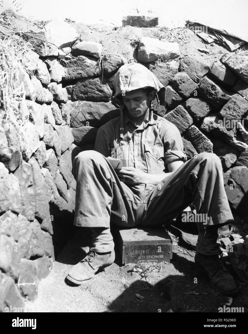 WWII: IWO JIMA, 1945. /nPortrait of U.S. Marine PFC Keith A. Cole ...