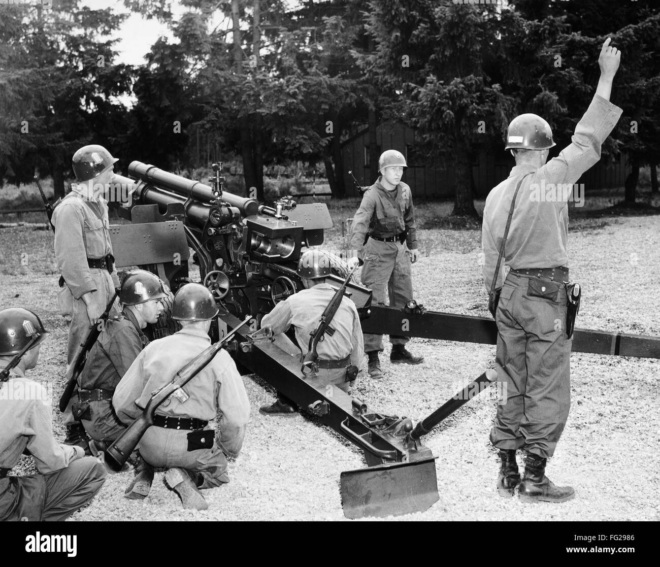 U.S. ARMY: TRAINING, 1950. /nA U.S. Army gun crew training at the army ...