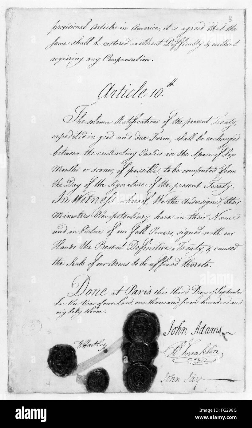 TREATY OF PARIS, 1783. /nArticle 10 of the Treaty of Paris, the British ...