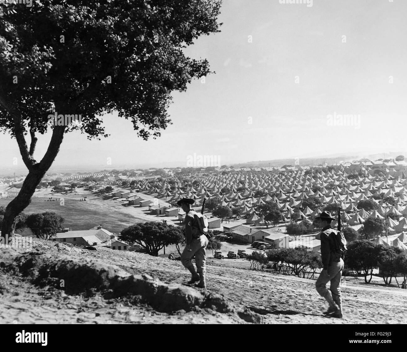 WWII: TRAINING, 1940. /nA view of the tent city of the military ...