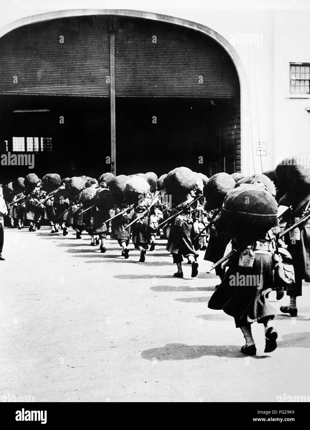WWII: TROOPS, 1942. /nAmerican soldiers on their way to an embarkation ...