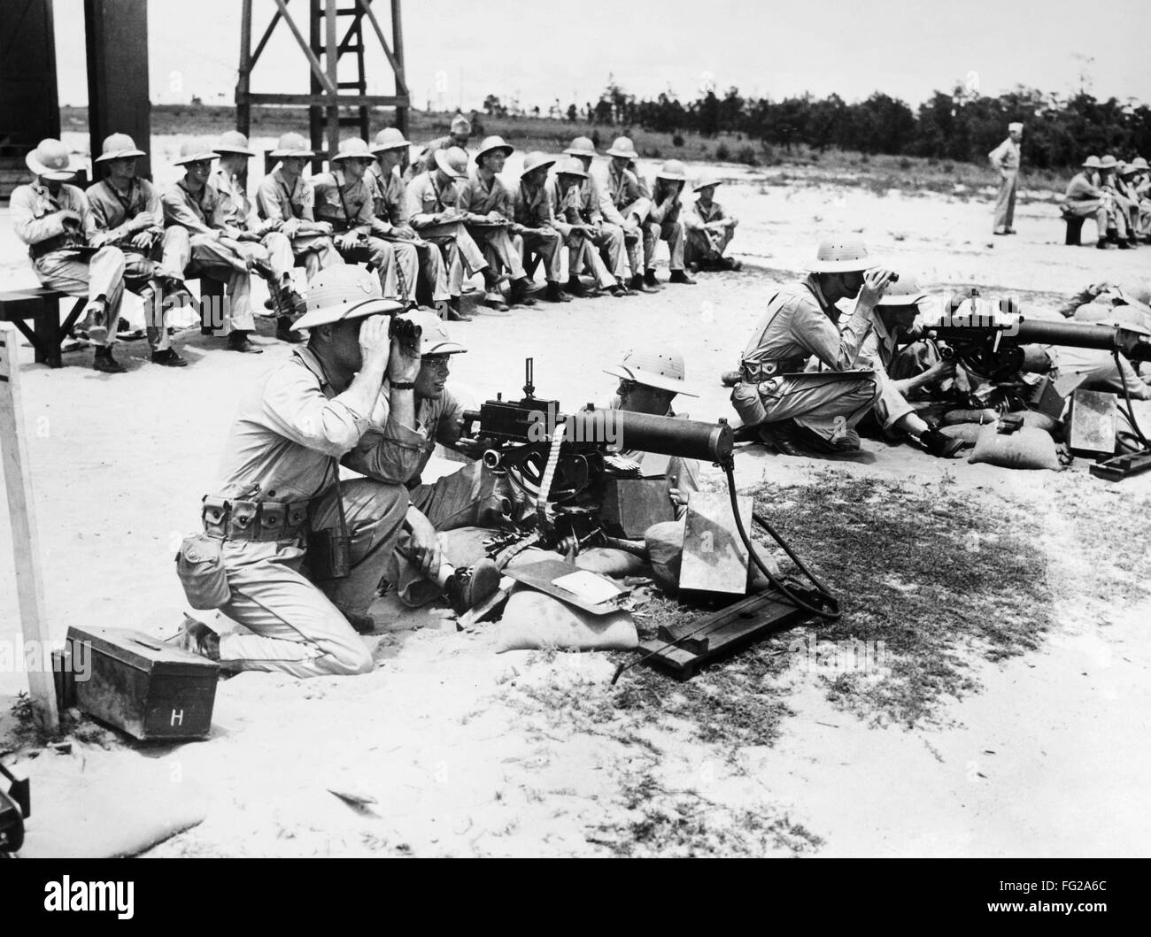 WWII: WEST POINT, 1942. /nWest Point cadets being trained on machine ...