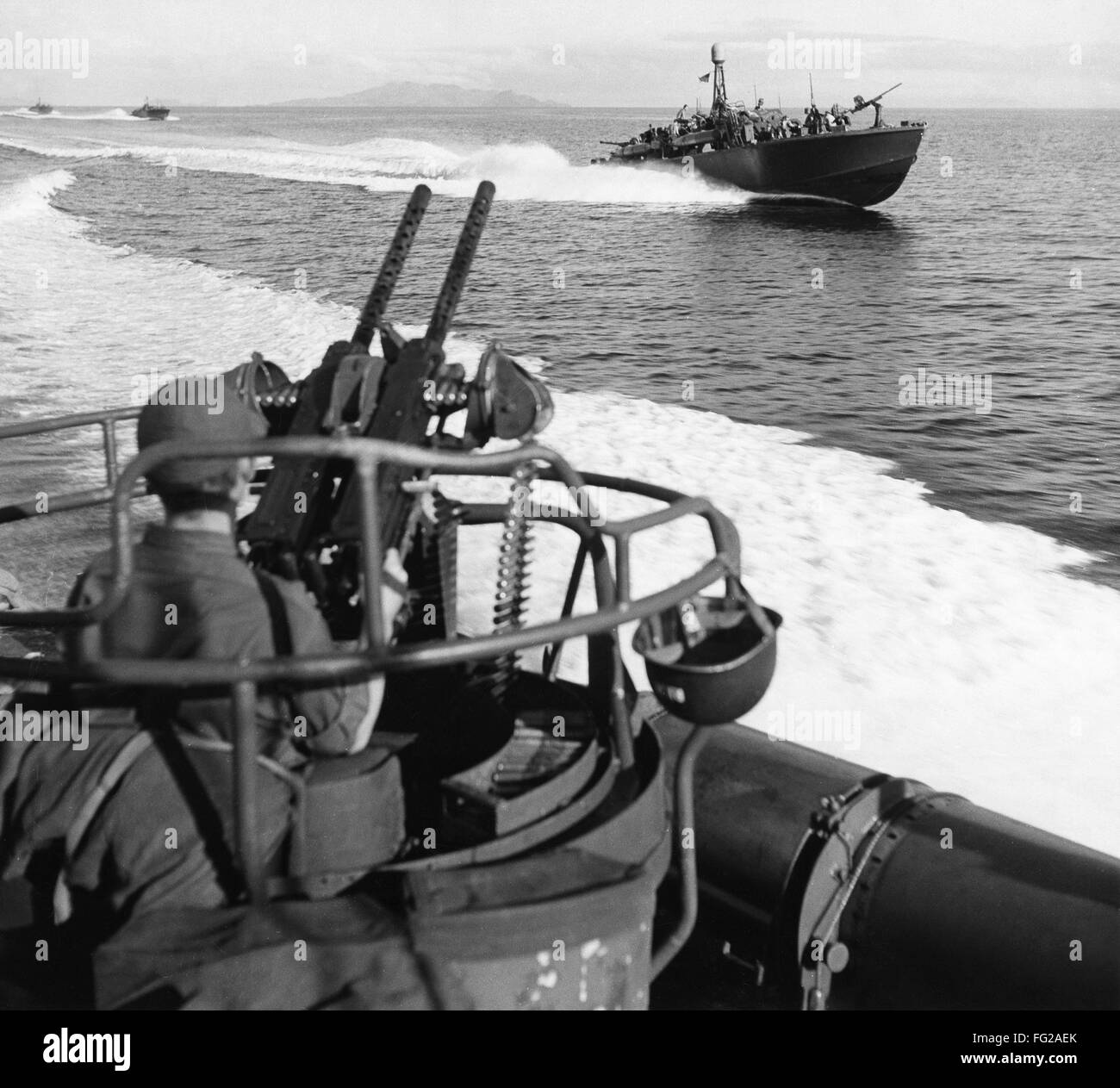 WWII: PT BOATS, 1944. /nAmerican PT boats returning to their base after ...