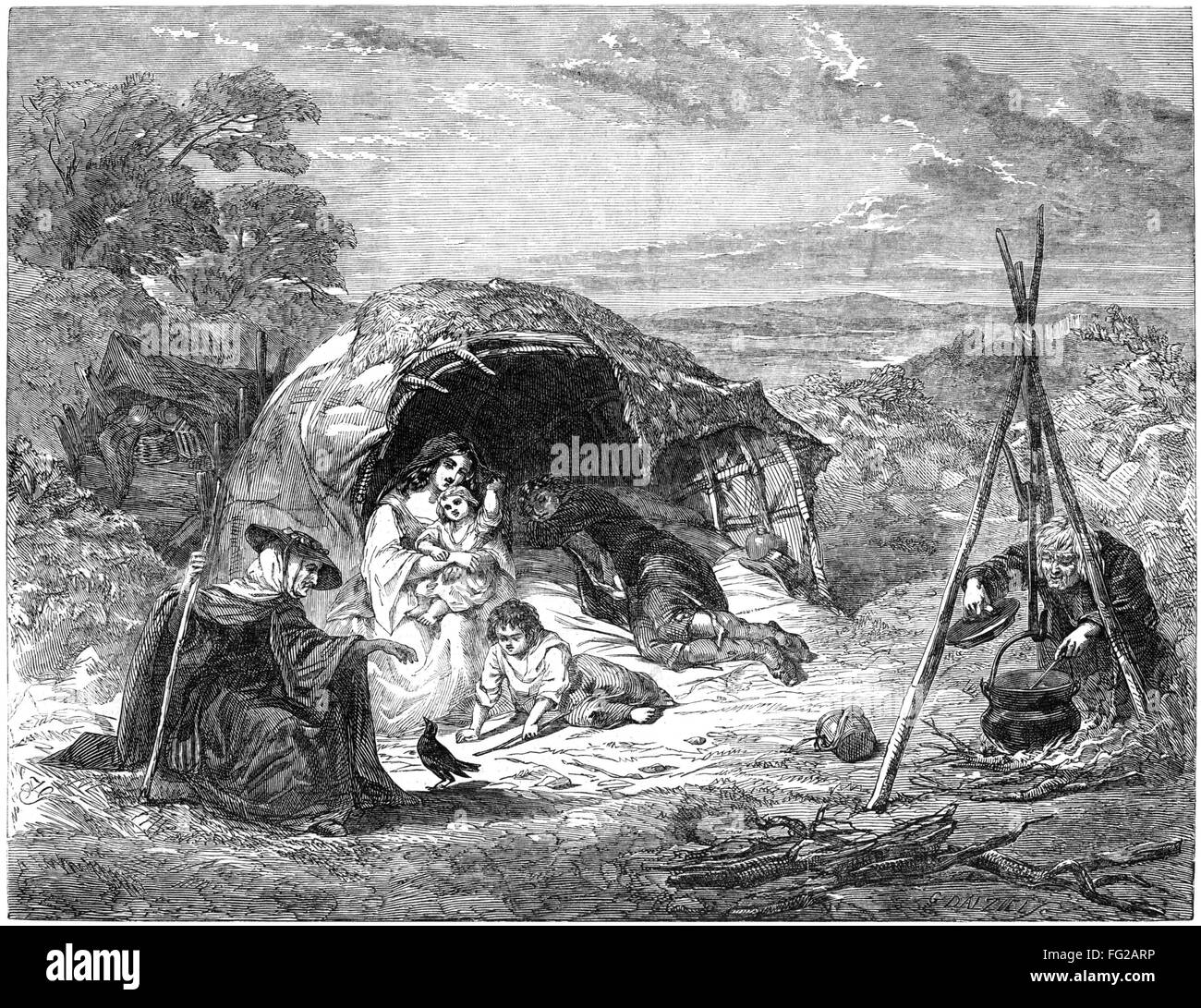 GYPSY FAMILY, 1789. /n'In sheltry nooks and hollow ways / We cheerily ...