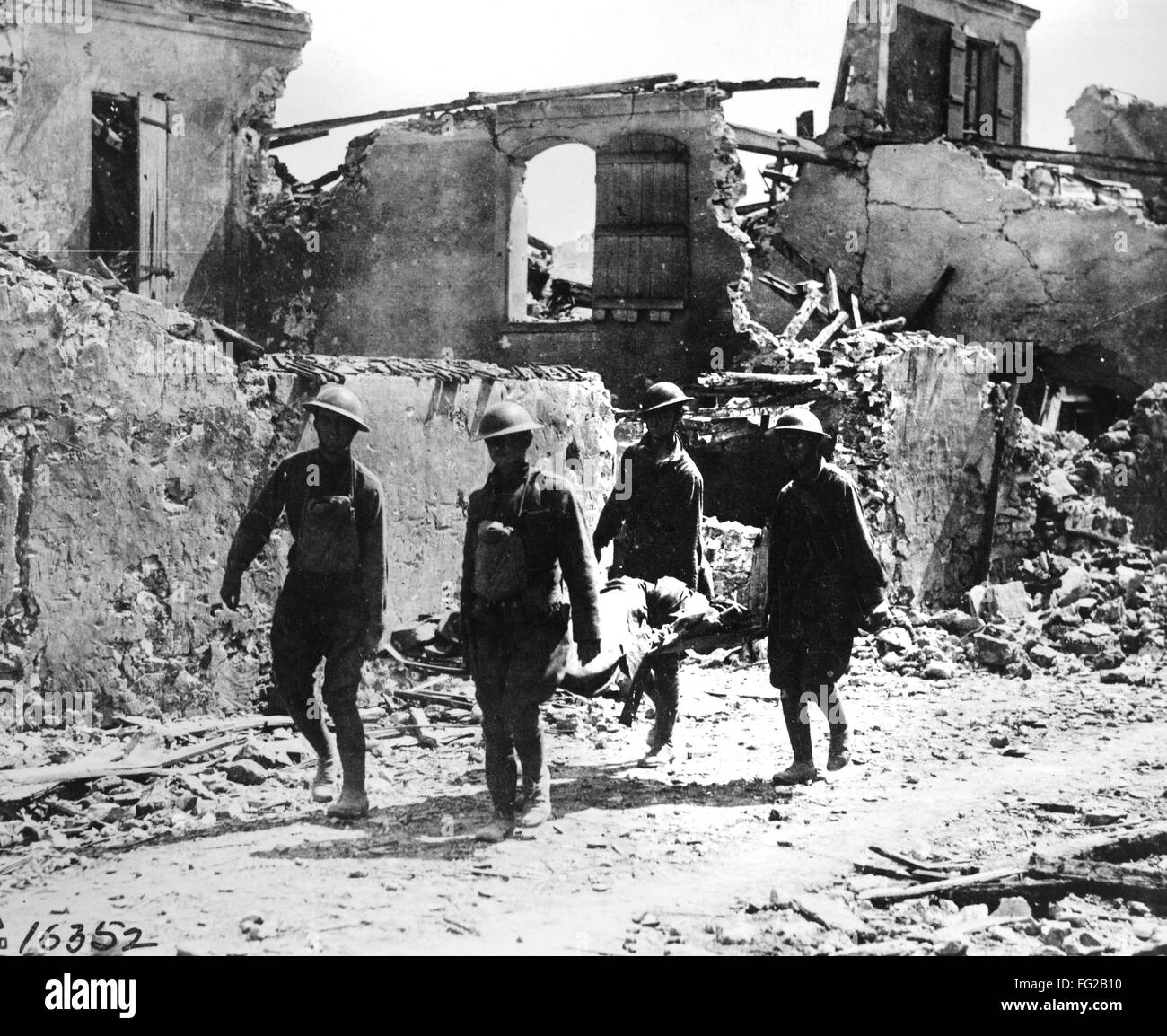WORLD WAR I: WOUNDED, 1918. /nMembers of the U.S. Army Medical Corps ...