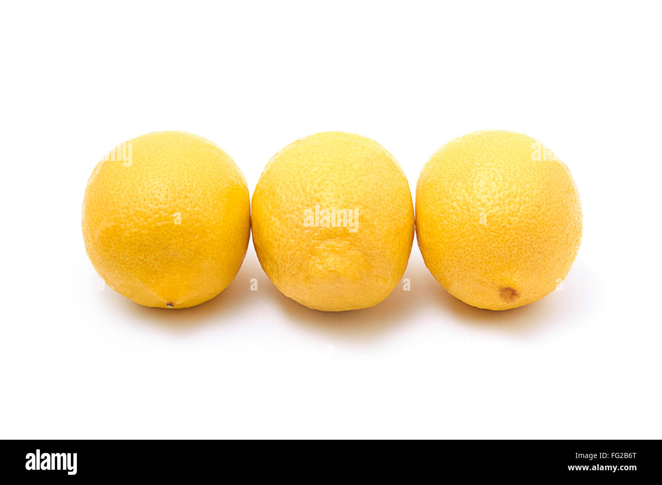 Fresh three lemons isolated on white background and each lemon clipping ...