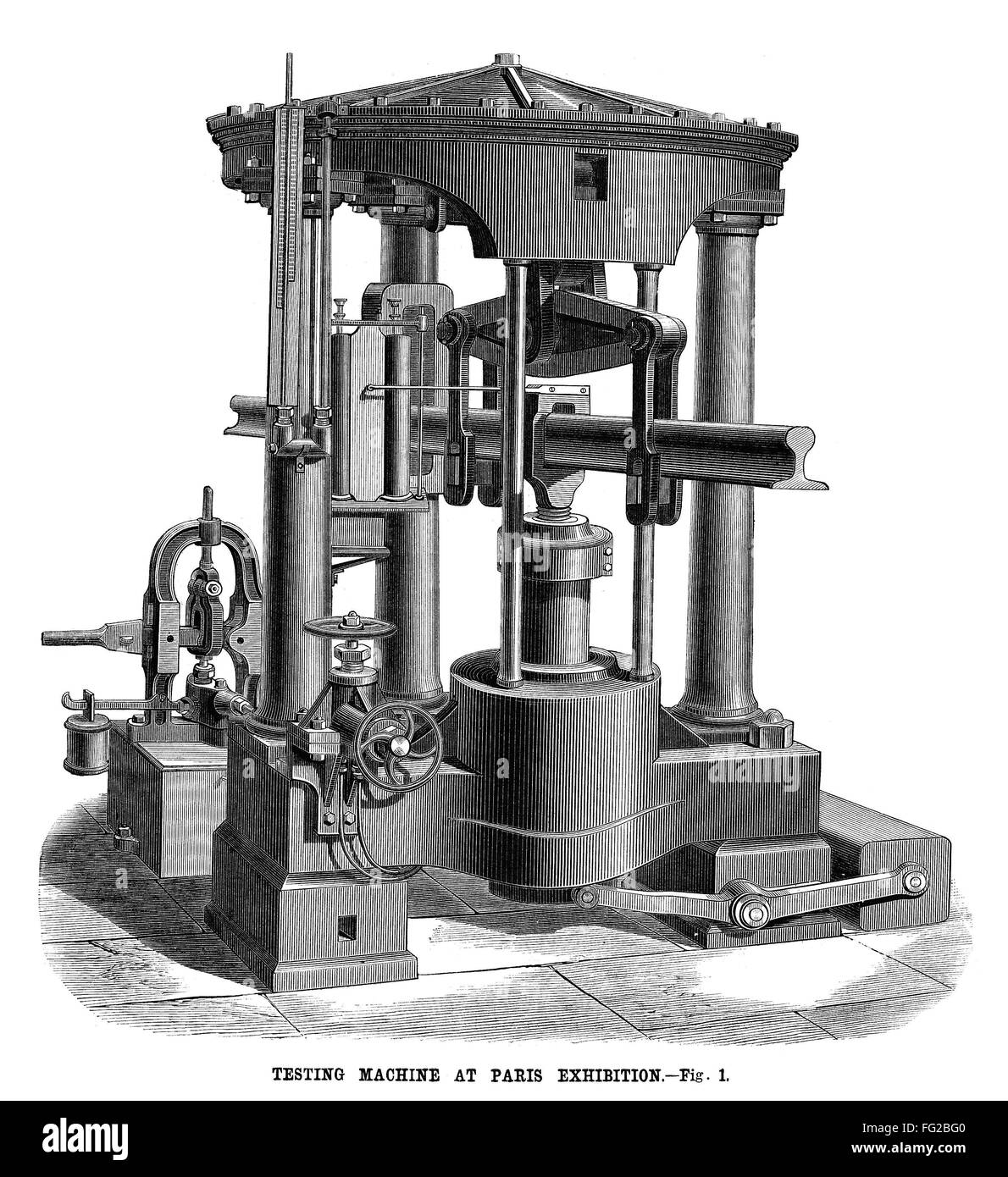 TESTING MACHINE, 1878. /nA universal testing machine, used to test the ...