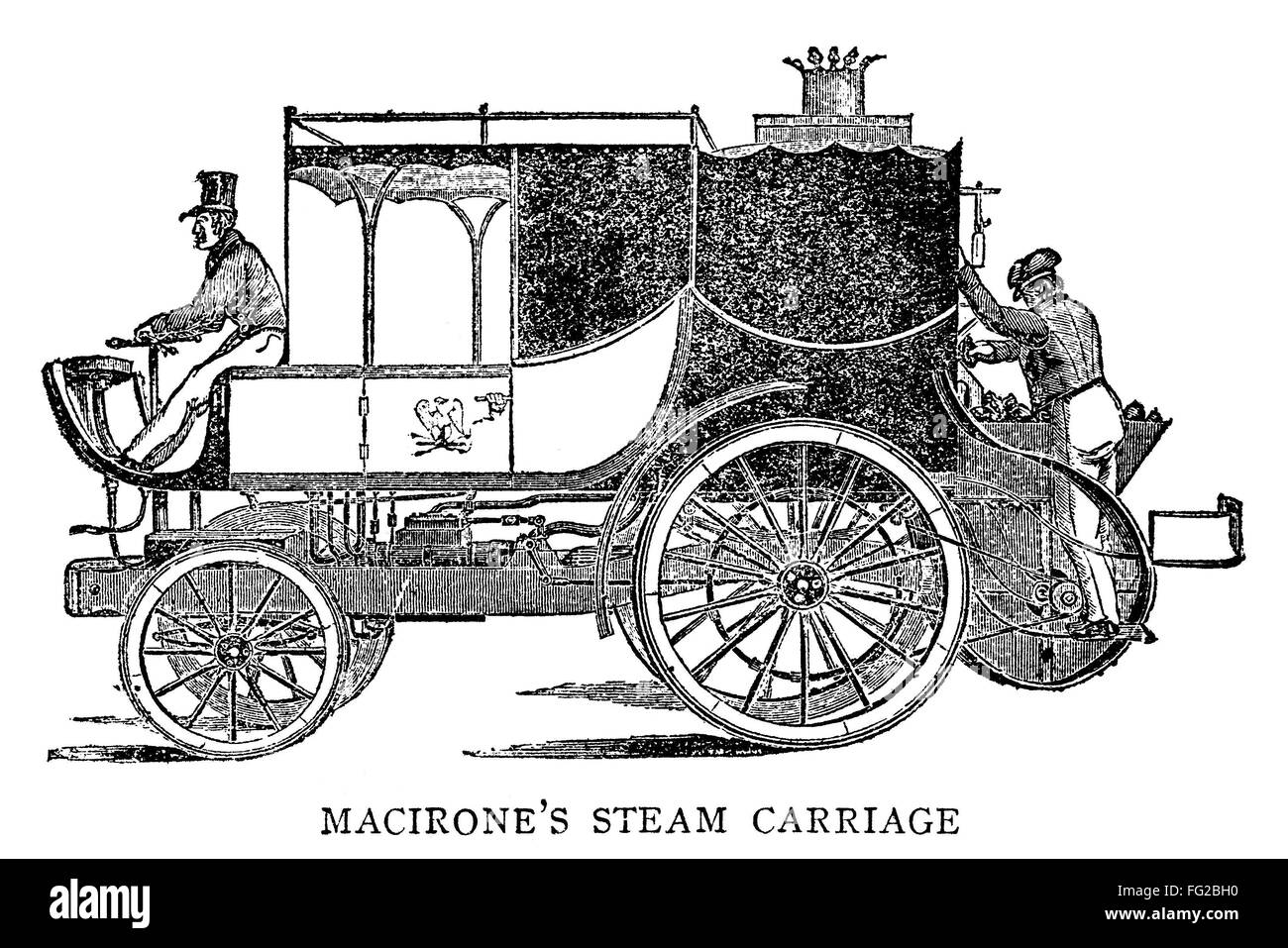 STEAM CARRIAGE. /nSteam carriage invented by Francis Maceroni, c1836 ...