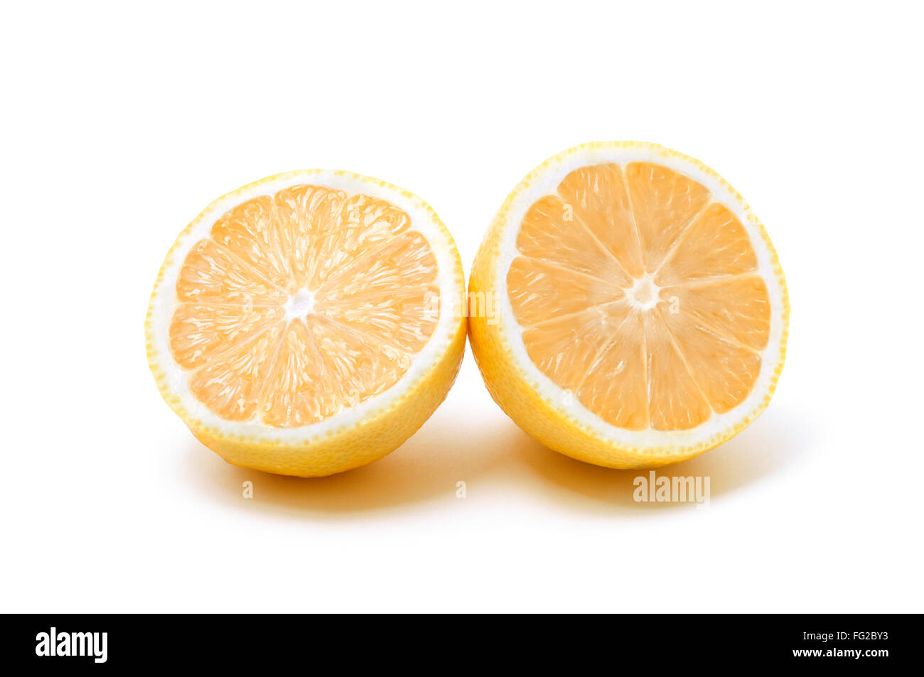 Fresh sliced lemon isolated on white background and clipping path have ...
