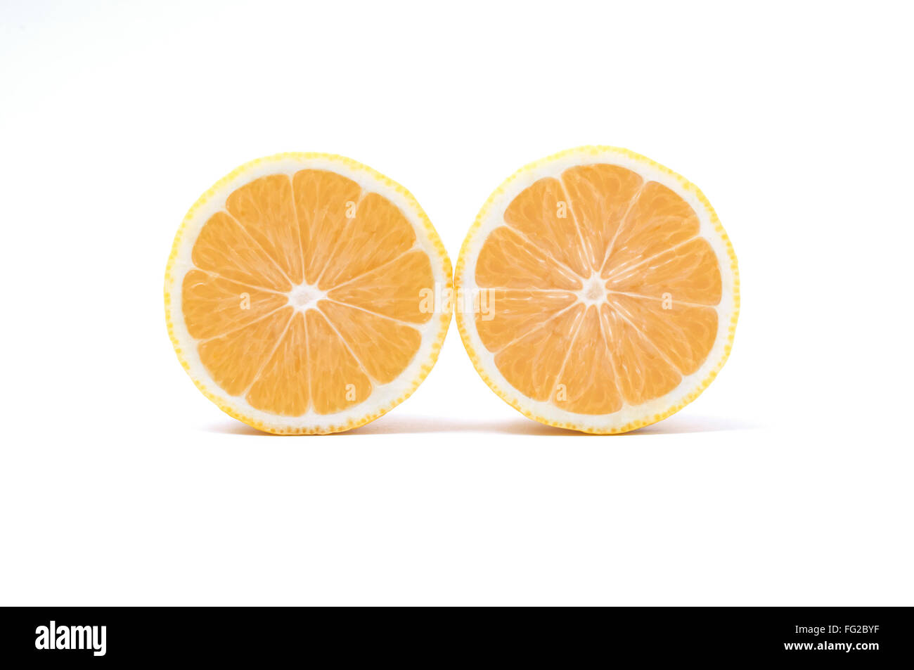 Fresh sliced lemon isolated on white background and clipping path have ...