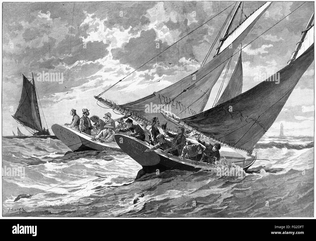 NEW YORK: FISHING, 1889. /n'Trolling for blue-fish in Fire Island Inlet ...