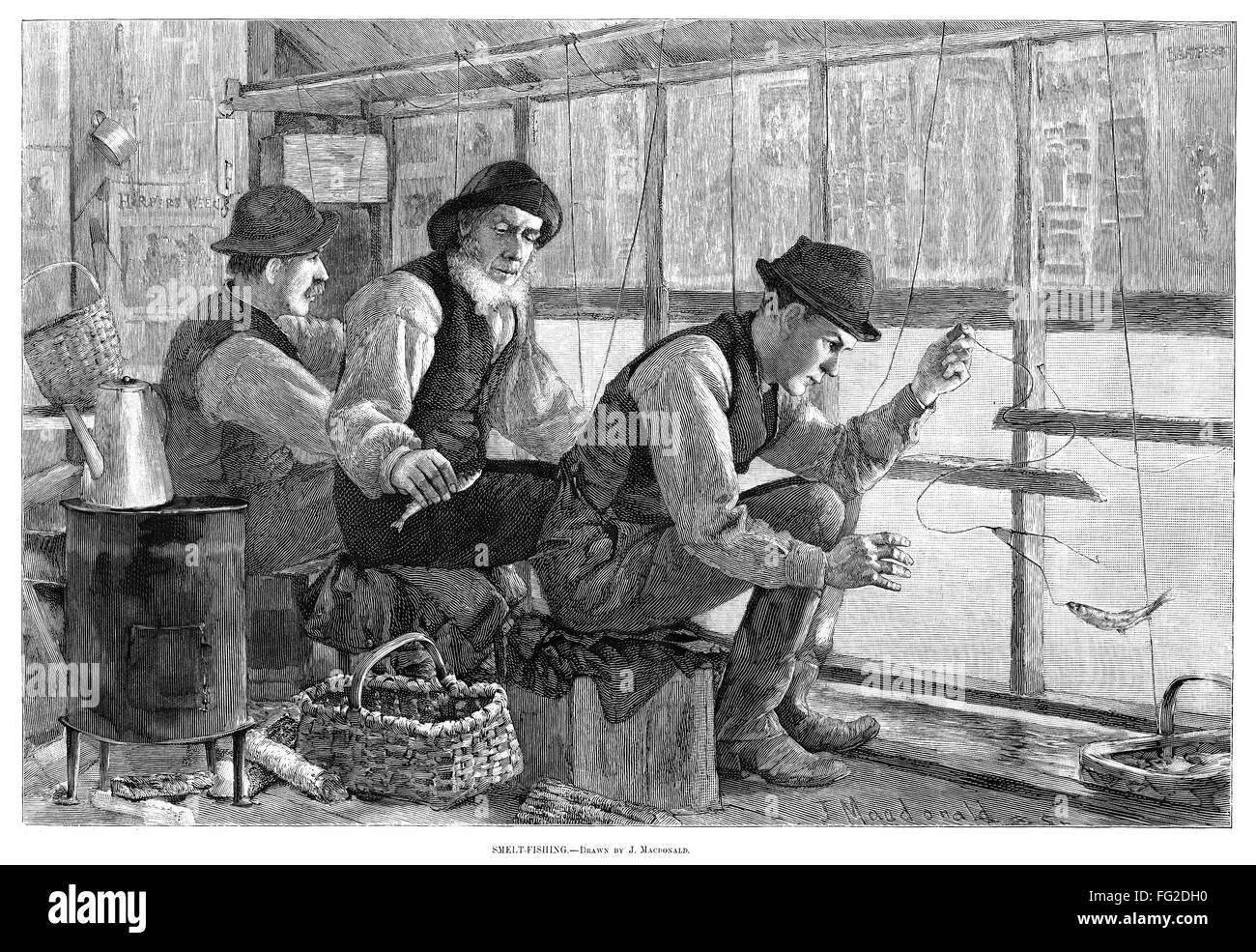 FISHING, 1886. /n'Smelt-fishing.' Engraving after a drawing by J ...