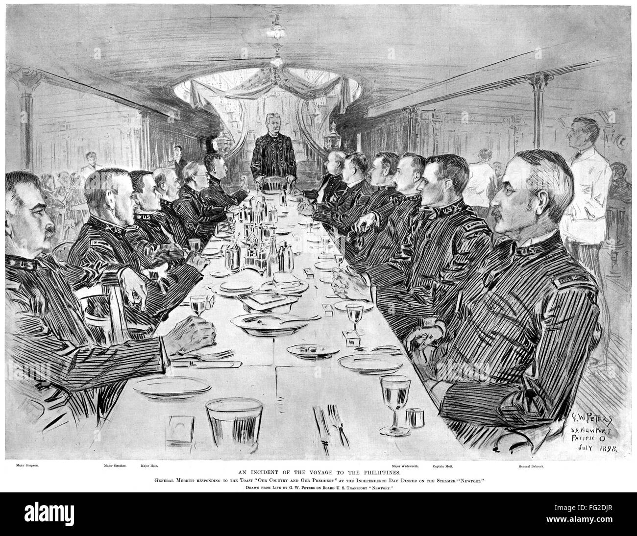 PHILIPPINES, 1898. /nMajor-General Wesley Merritt responding to an ...