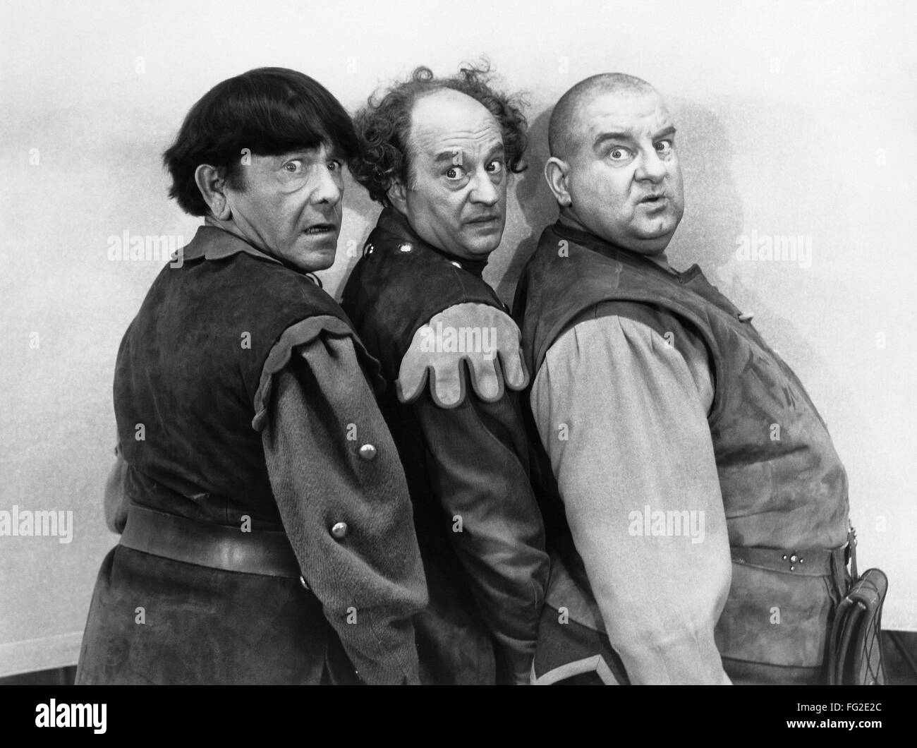 THREE STOOGES, 1961. /nPublicity still of Moe Howard, Larry Fine and ...