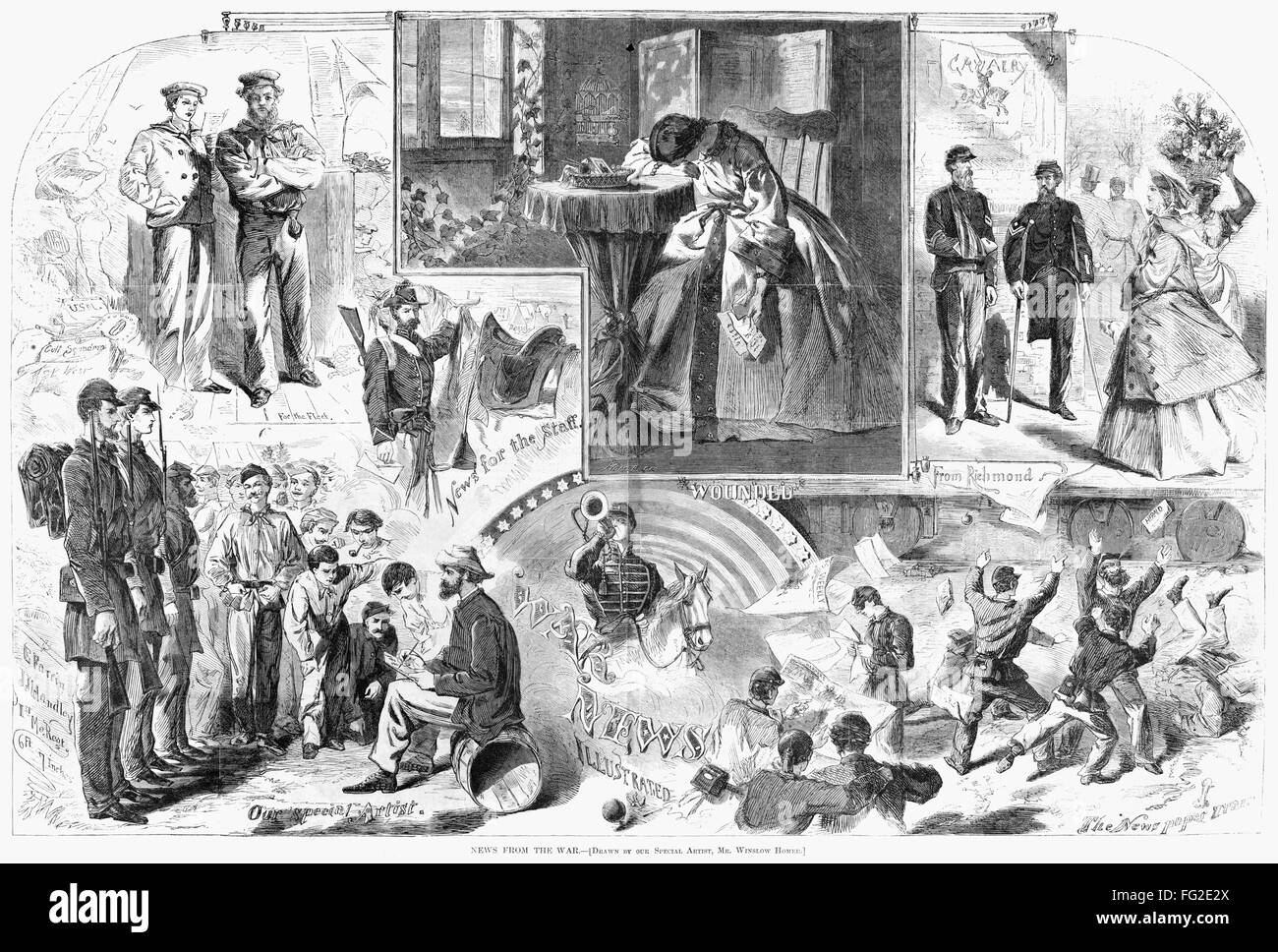 CIVIL WAR: NEWS, 1862. /n'News from the War.' Engraving after sketches ...