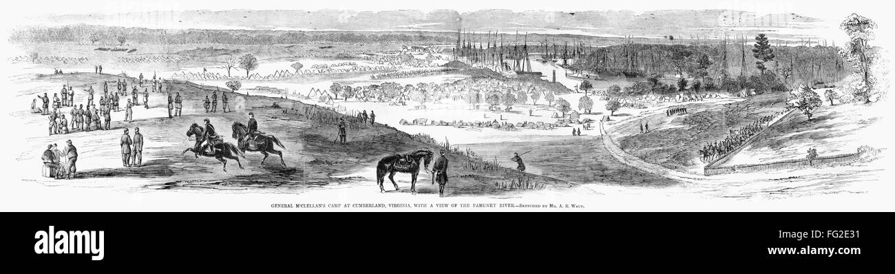 CIVIL WAR: UNION CAMP, 1862. /nGeneral George McClellan's Union Army ...