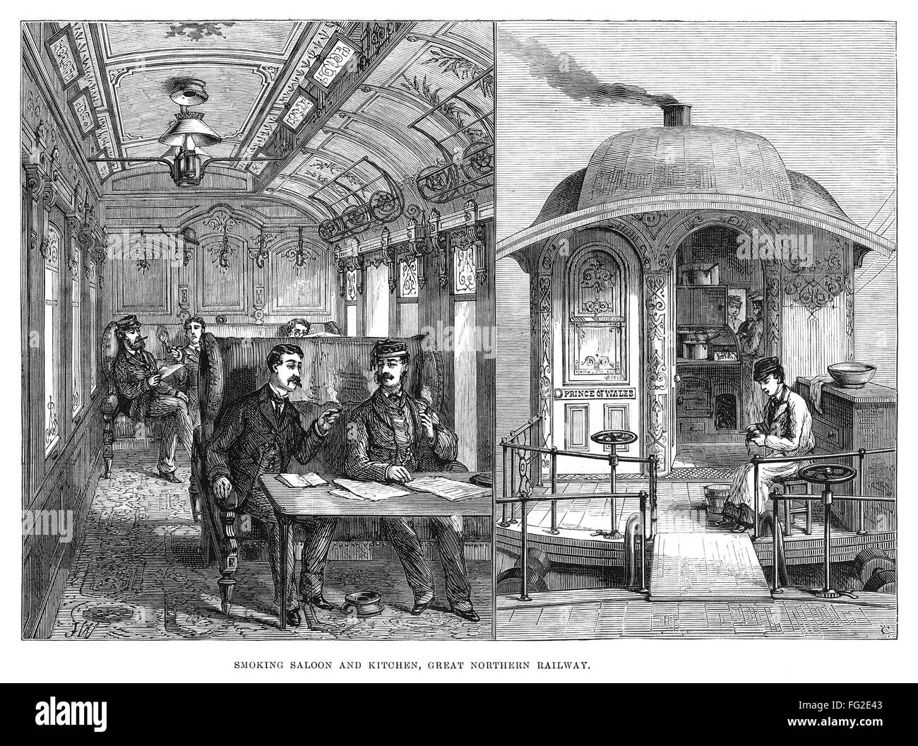 RAILROAD: SALOON & KITCHEN. /nA smoking saloon and a kitchen on the ...