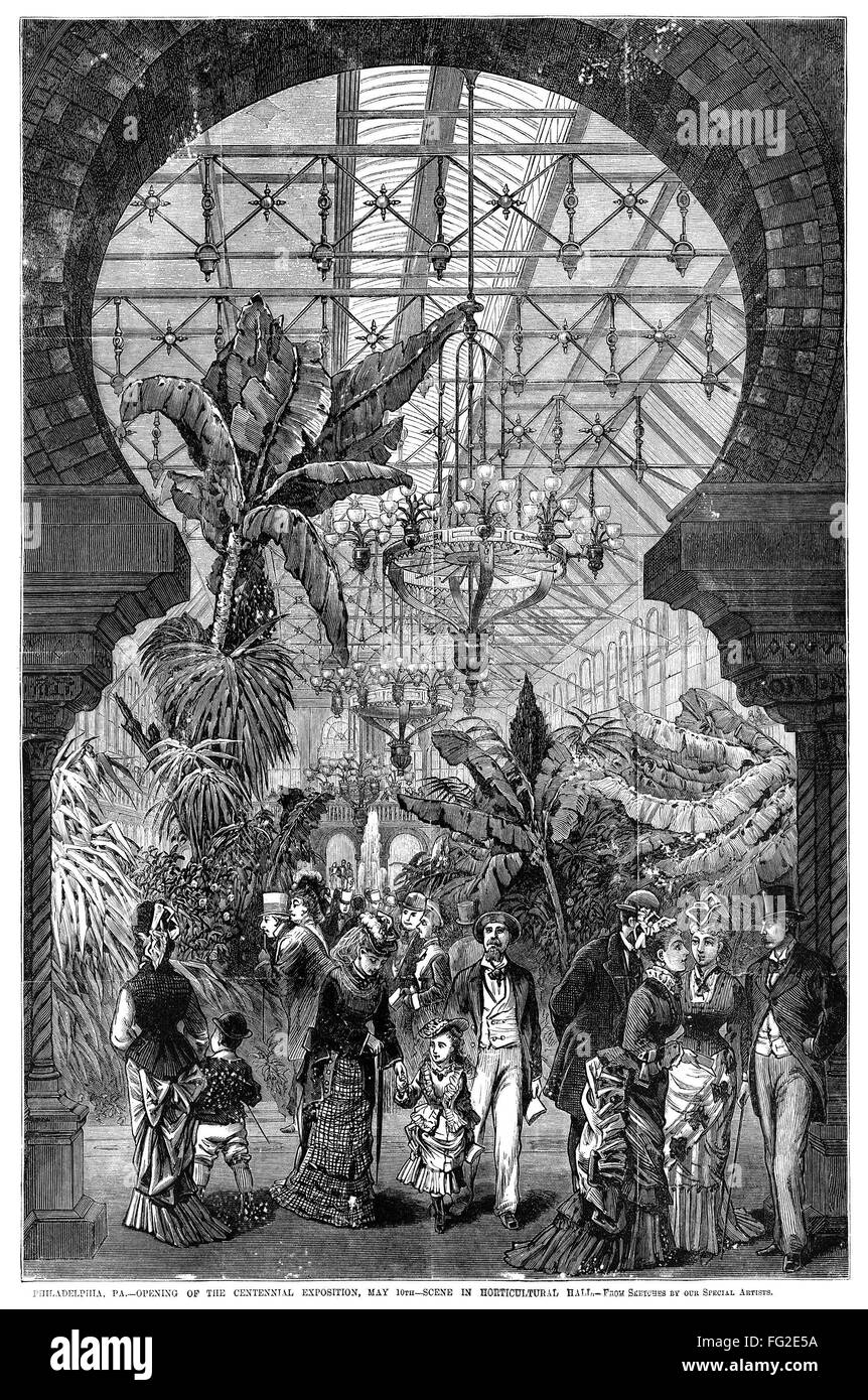 CENTENNIAL FAIR, 1876. /nVisitors at the Horticulture Hall at the ...