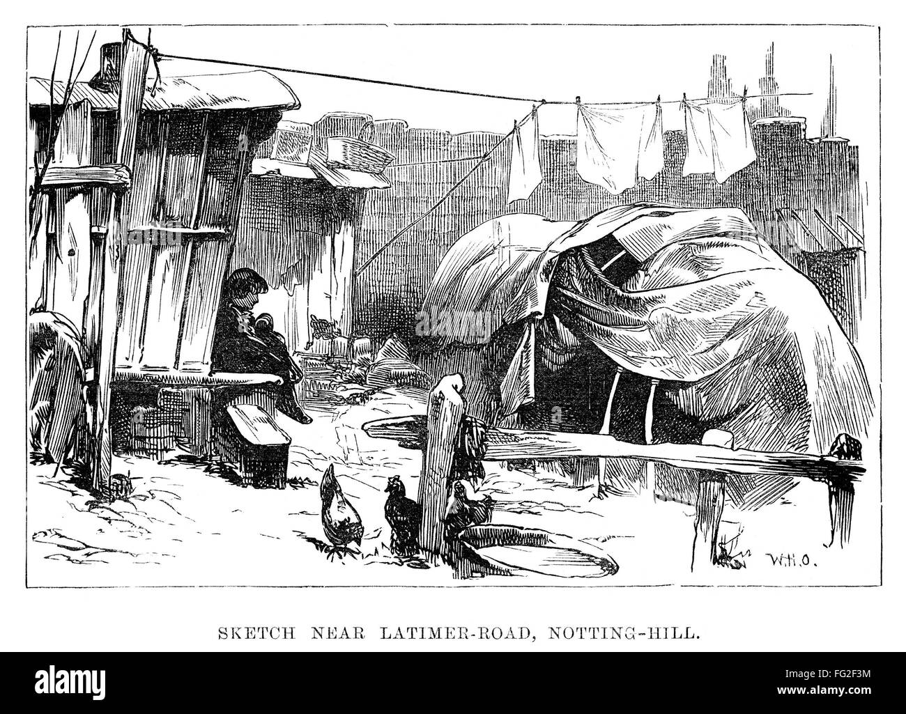 ENGLAND: GYPSY CAMP, 1880. /nGypsy camp near Latimer Road in Notting ...