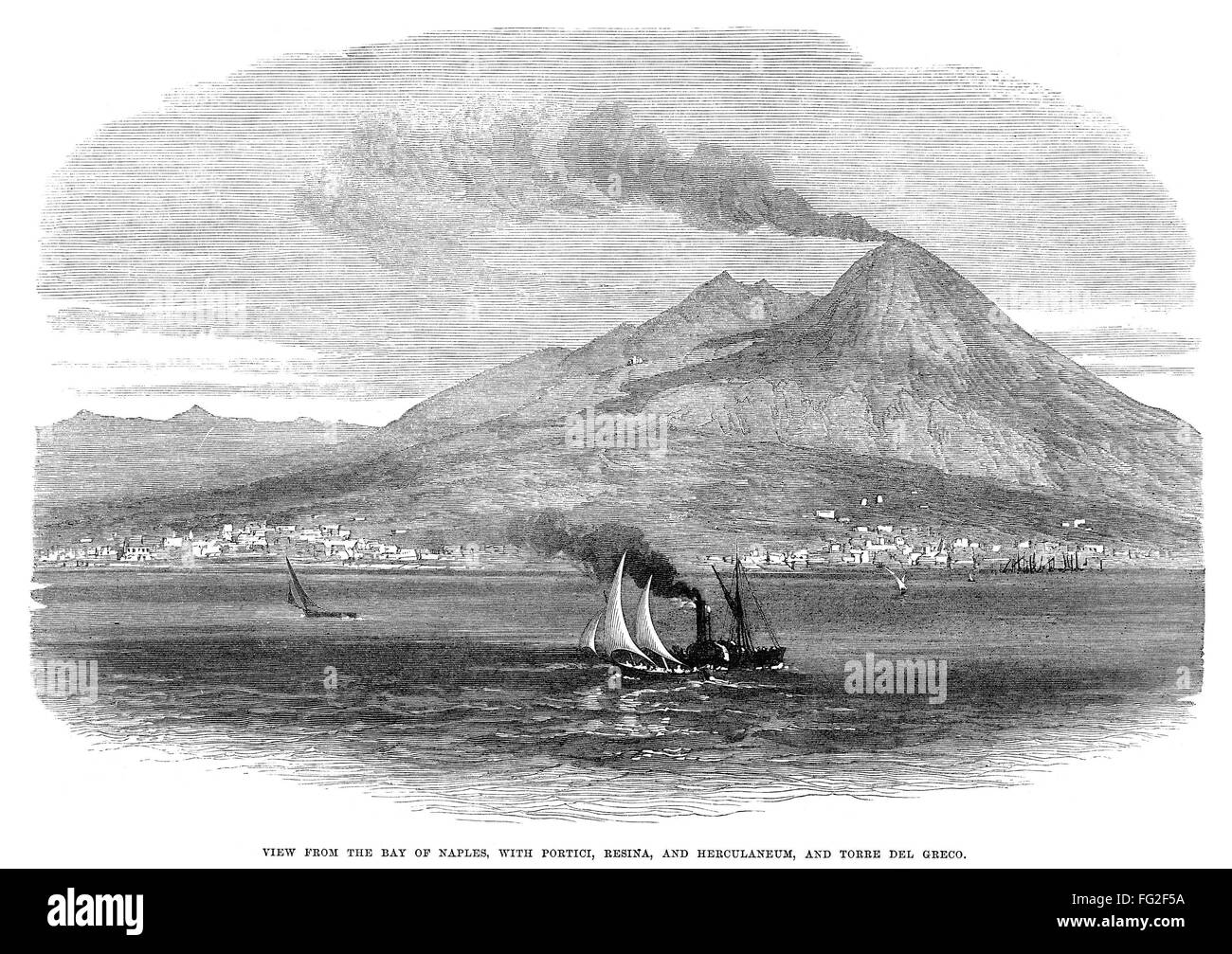 MOUNT VESUVIUS, 1872. /nA view of Mount Vesuvius from the Bay of Naples ...