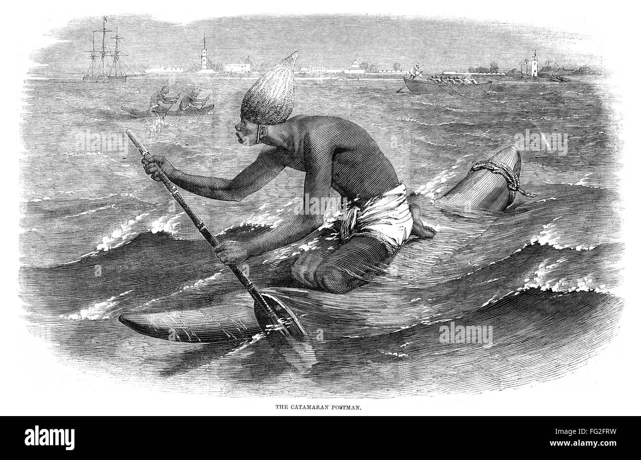 INDIA: POSTMAN, 1858. /n'The Catamaran Postman.' A mail deliverer in ...