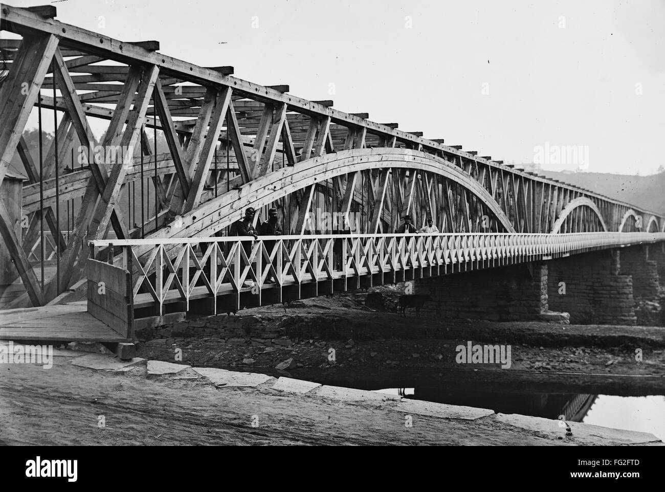 CIVIL WAR: CHAIN BRIDGE. /nA view of the Chain Bridge over the Potomac ...