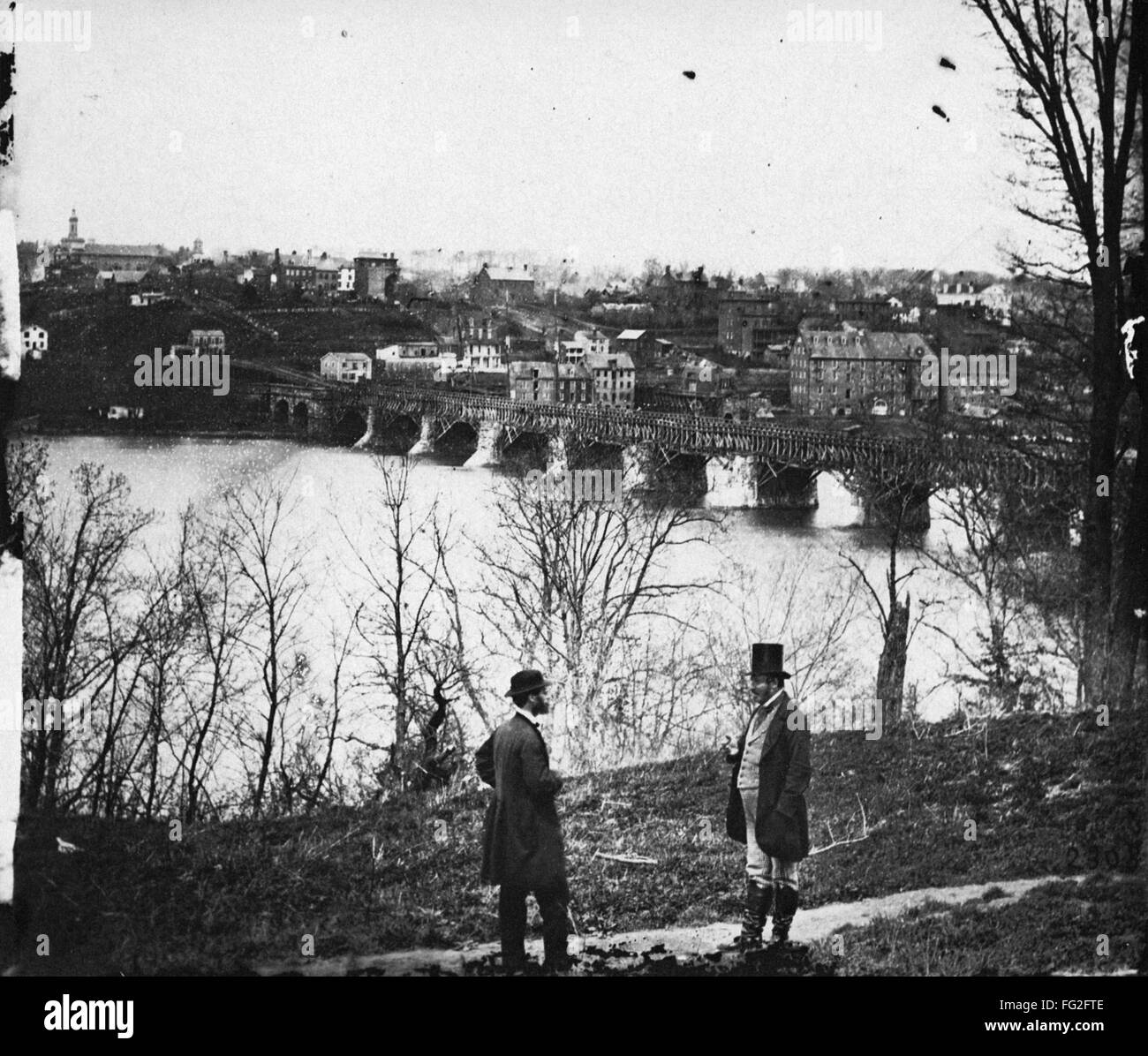WASHINGTON, D.C., c1865. /nThe Aqueduct Bridge and the waterfront in ...