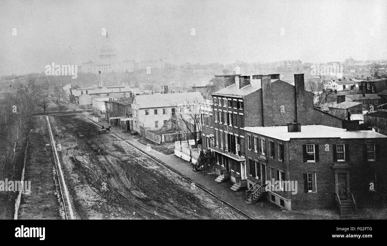 WASHINGTON, D.C., 1865. /nA view looking northeast up Maryland Avenue ...