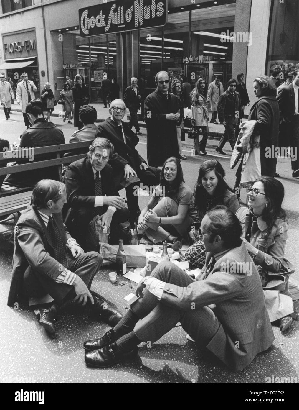 FIRST EARTH DAY, 1970. /nPeople gather for a picnic on Madison Avenue ...