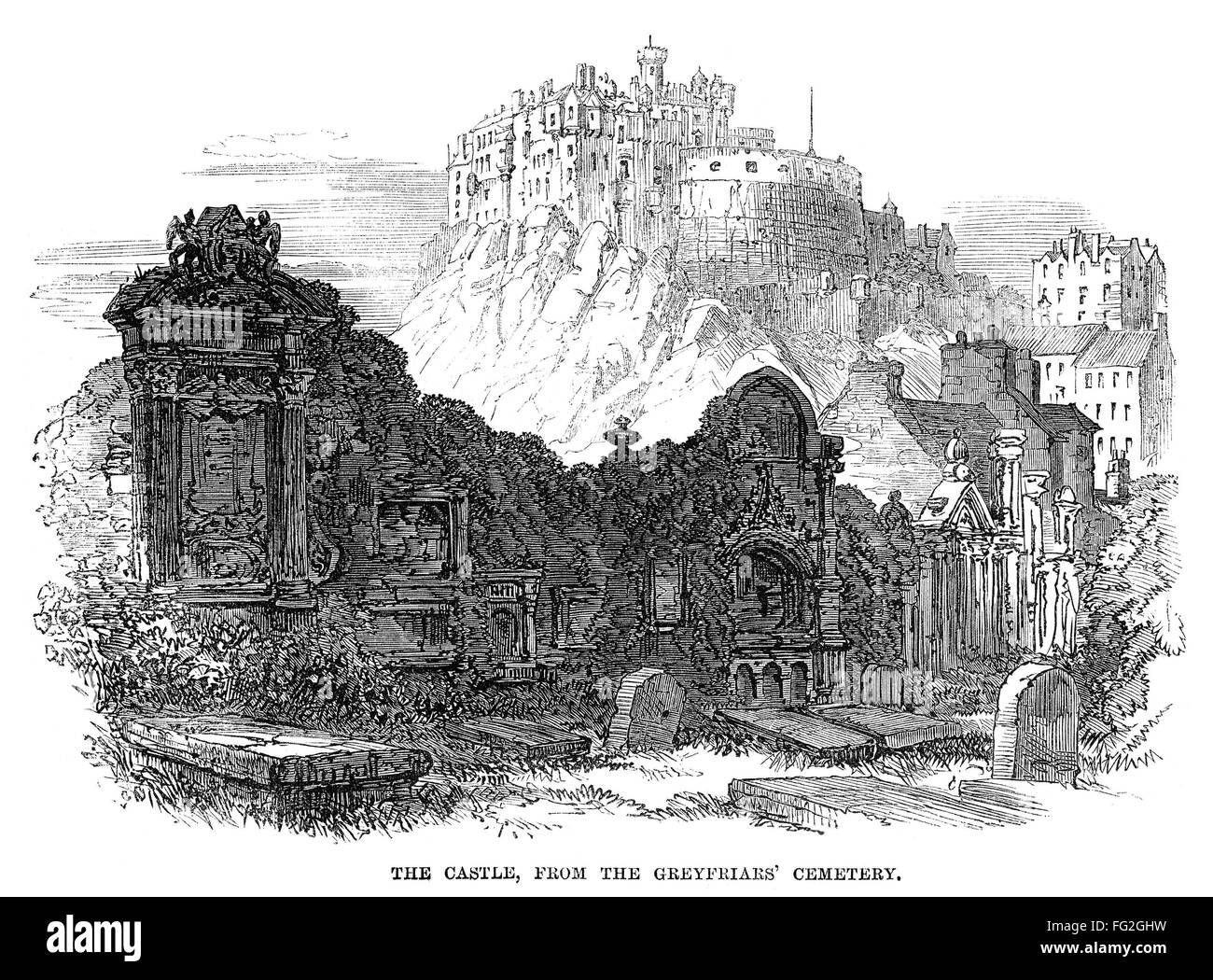 EDINBURGH CASTLE, 1864. /nView of Edinburgh Castle from the Greyfriars ...