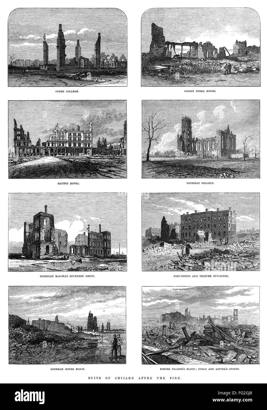 CHICAGO: FIRE, 1871. /nRuined buildings in Chicago after the Great Fire ...