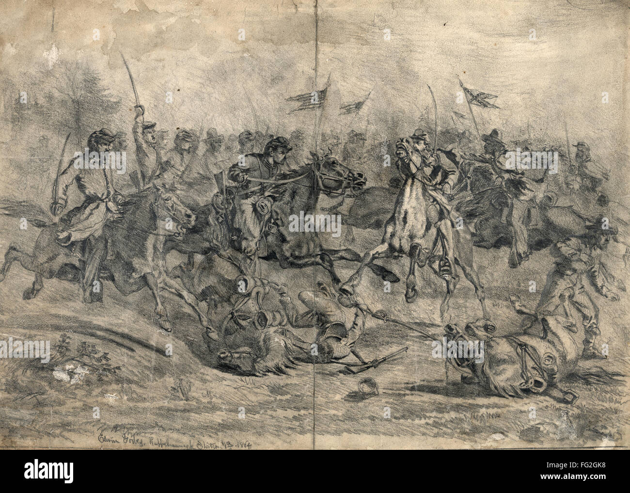 CIVIL WAR: BRANDY STATION. /nCavalry charge near Brandy Station ...