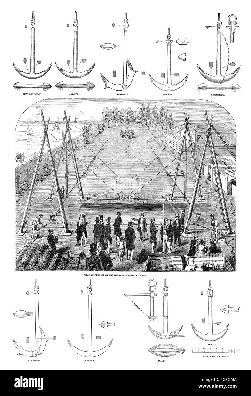 ENGLAND: ANCHOR TEST, 1852. /nTrial of various types of anchors at the ...