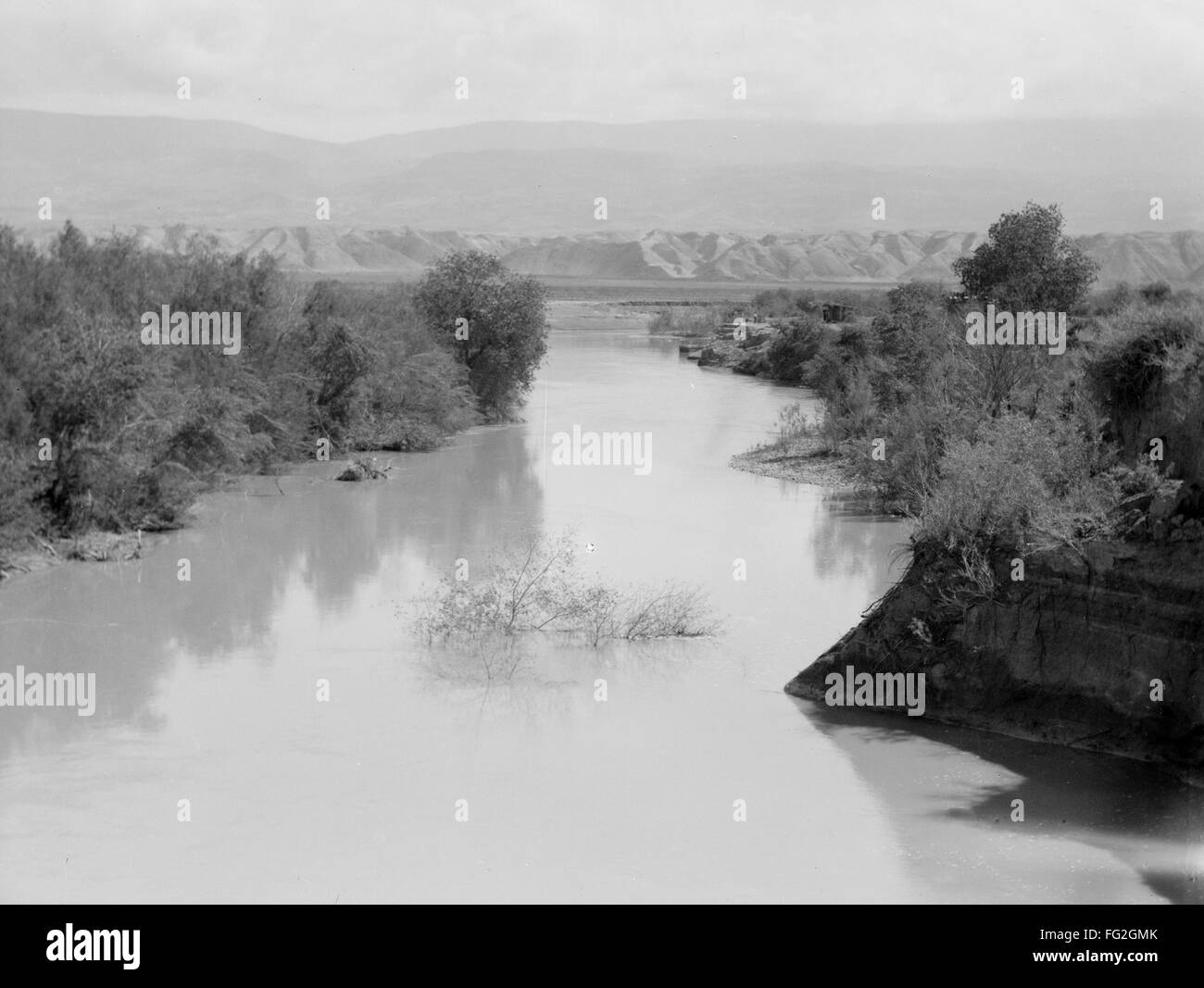 JORDAN RIVER, c1930. /nA view of the Jordan River below the Sheik ...