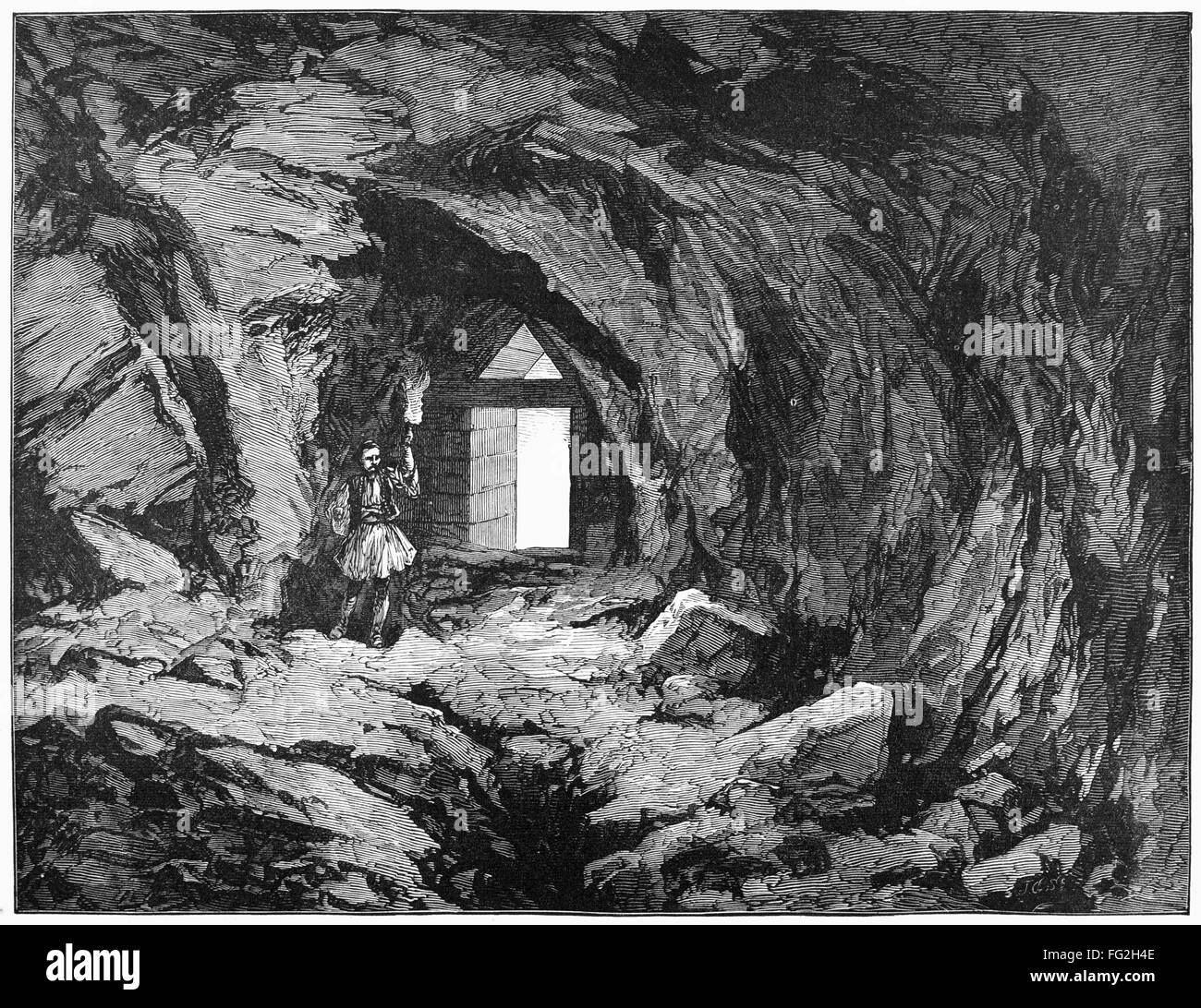 MYCENAE: TREASURY, 1877. /nRock-cut chamber in the Treasury of Atreus ...